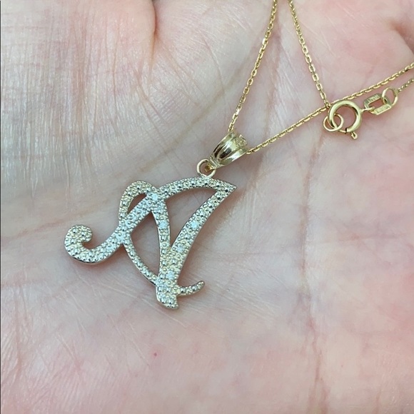 Element Shine | Jewelry | 4k Real Gold Initial Letter M Diamond ...